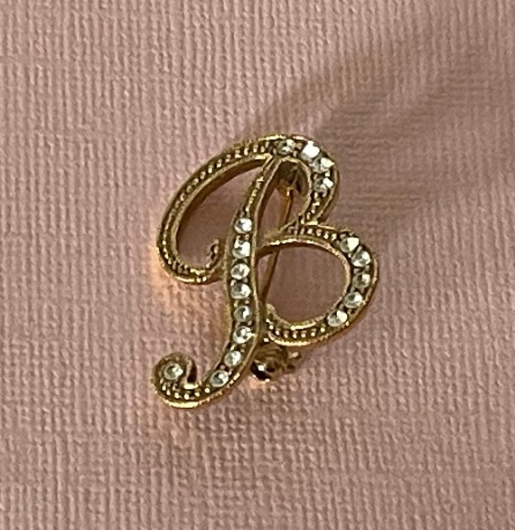 Vintage letter B brooch, rhinestone letter b pin, let… - Gem
