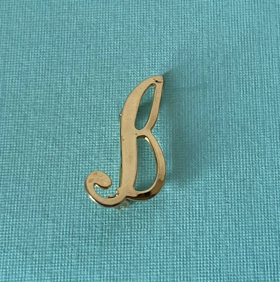 Vintage letter B brooch, letter b pin, gold letter b … - Gem