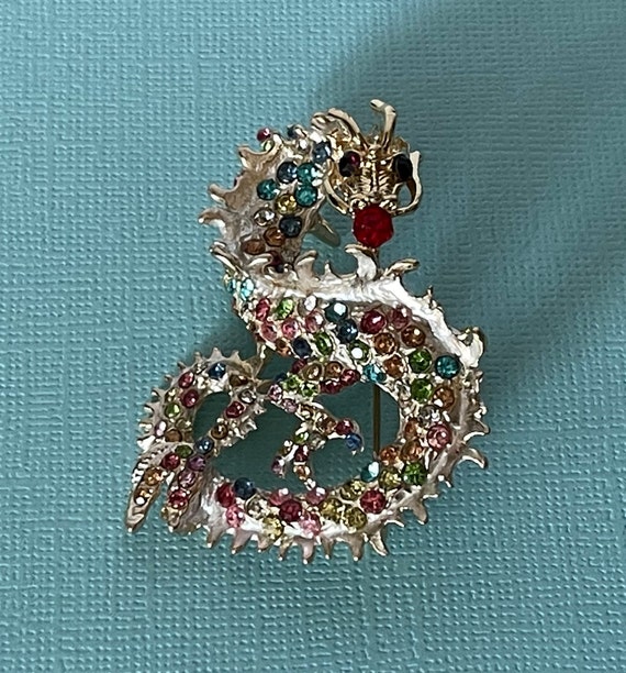 Rhinestone dragon brooch, Chinese dragon pin, lucky d… - Gem