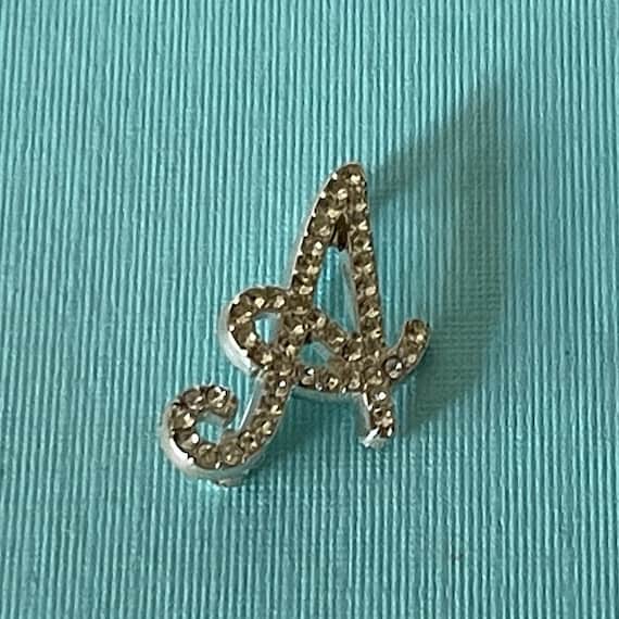 Vintage letter A brooch, silver letter a brooch, rhin… - Gem