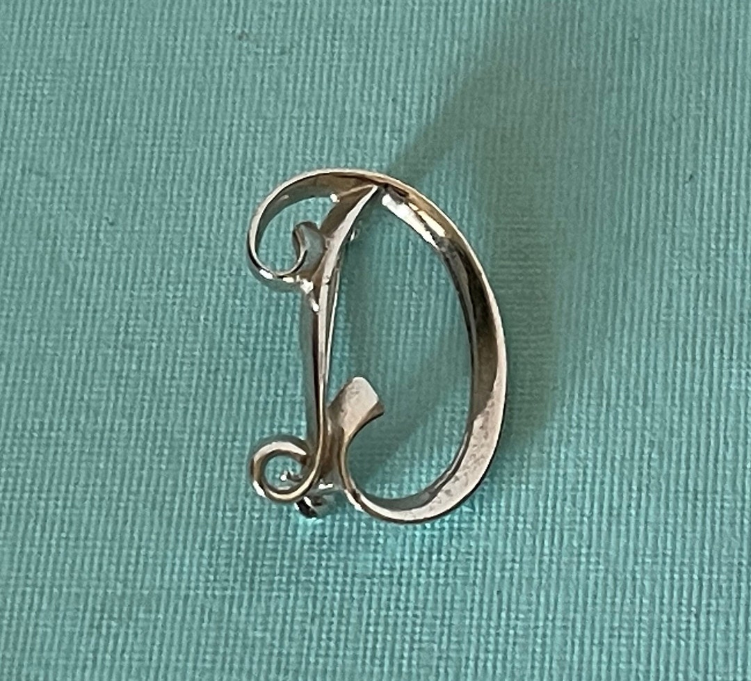 Vintage Letter D Brooch, Signed Sarah Letter D Pin, Silver Letter D ...
