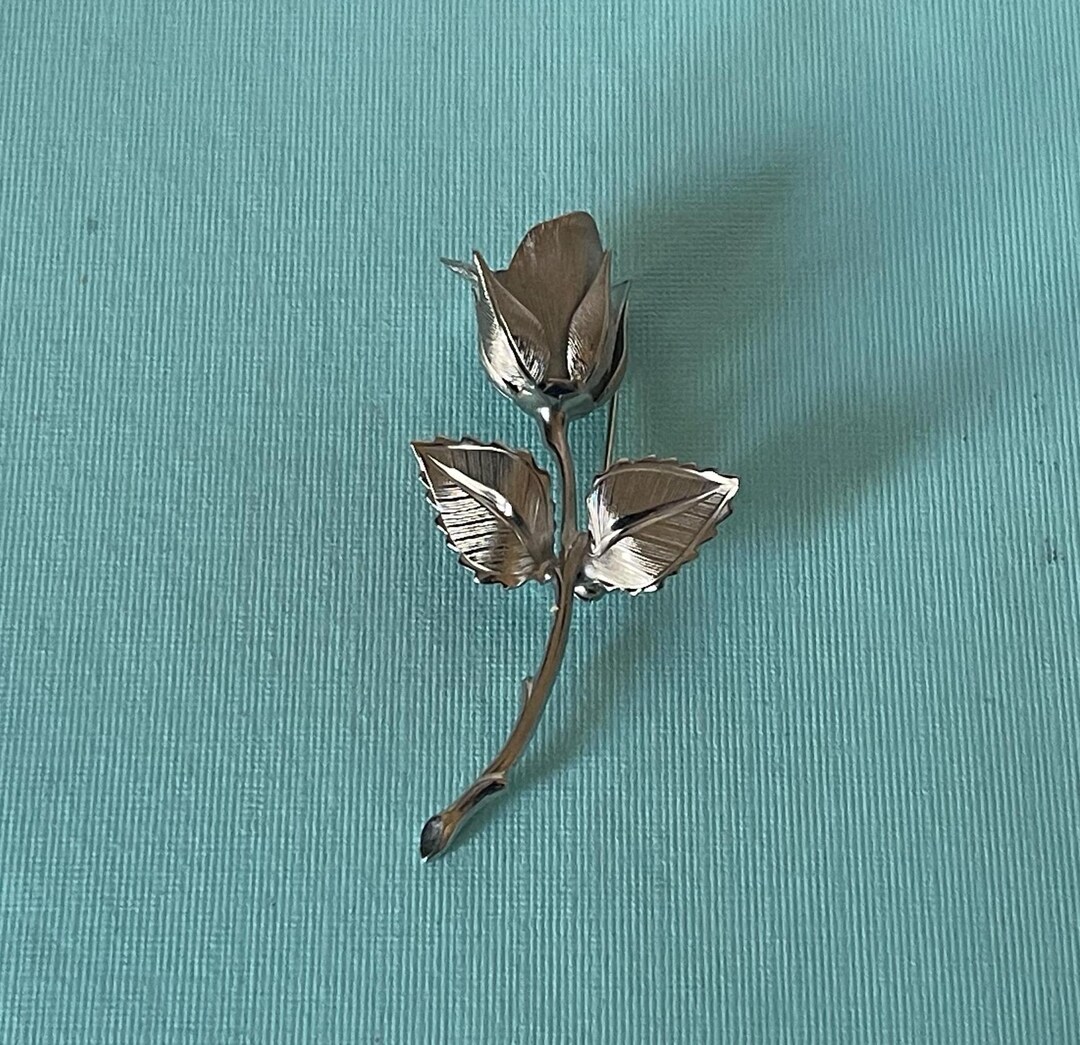 Vintage Rose Brooch, Single Rose Pin, Silver Rose Pin, the Bachelor ...