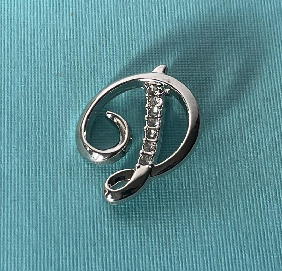 Vintage Letter D Brooch, Rhinestone Letter D Pin, Silver D Brooch ...