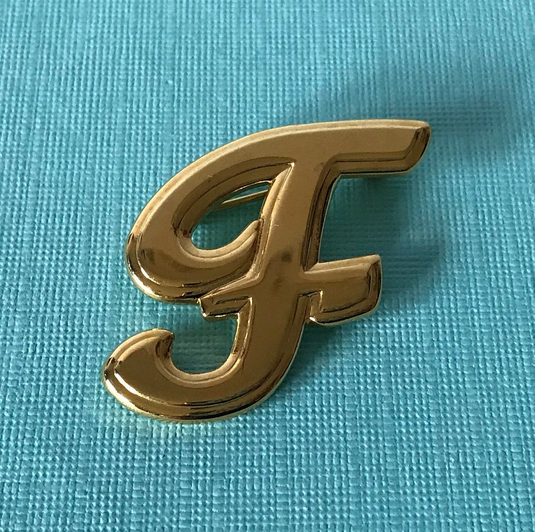 Vintage lettre F, broche, broche monogramme F, épinglette lettre F en ...