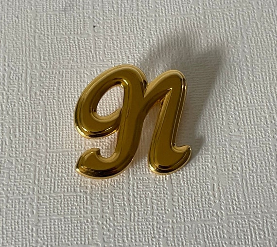 Vintage letter N brooch, Letter N jewelry, letter N p… - Gem