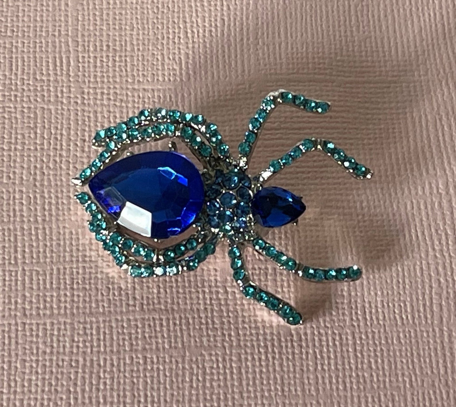 Rhinestone spider brooch wedding spider lucky spider blue | Etsy