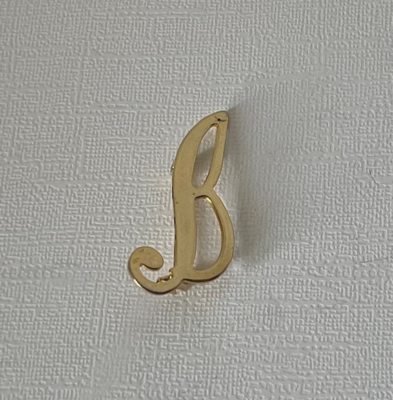 Vintage letter B brooch, letter b pin, gold letter b … - Gem