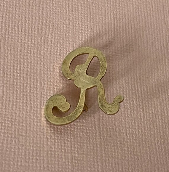 Vintage letter R brooch, letter R jewelry, gold lette… - Gem