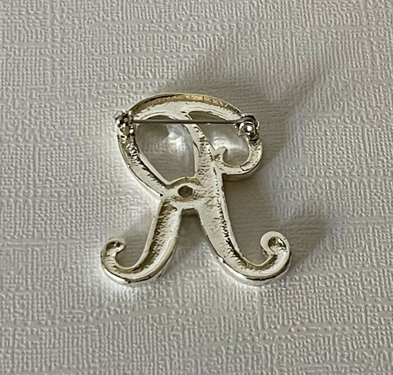 Vintage letter R brooch, silver letter r pin, letter … - Gem