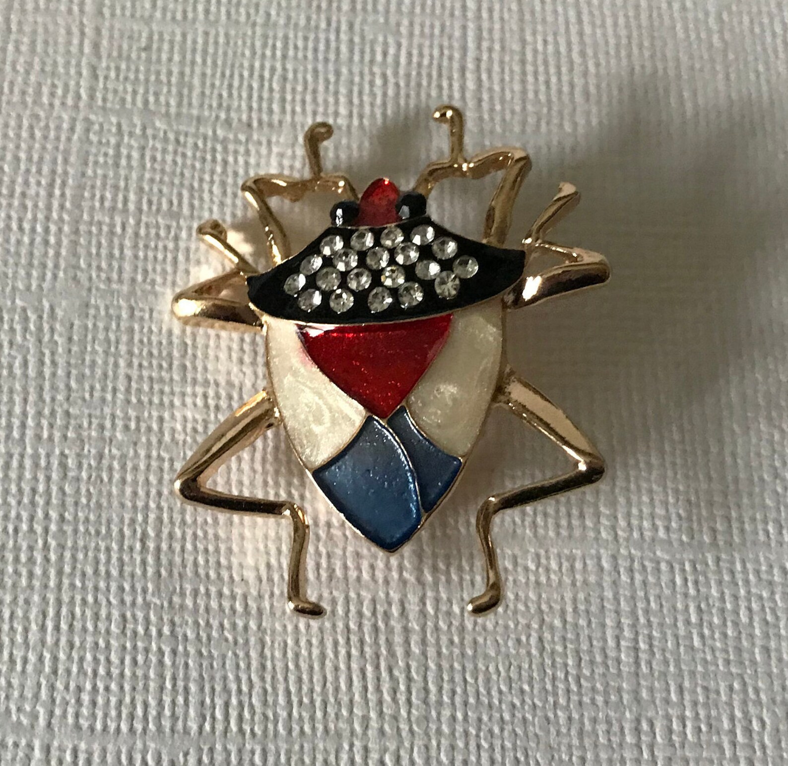 Patriotic roach brooch insect pin red white and blue bug | Etsy