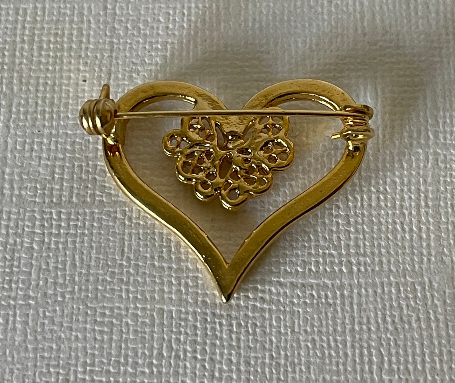 Vintage Heart Brooch Gold Heart Pin Valentine's Heart - Etsy