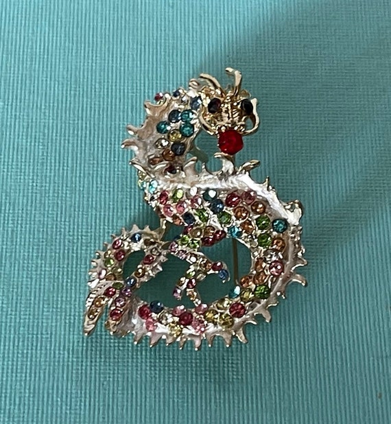 Rhinestone dragon brooch, Chinese dragon pin, lucky d… - Gem