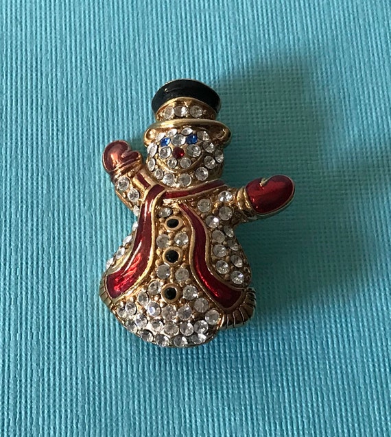 vintage snowman brooch signed - Gem