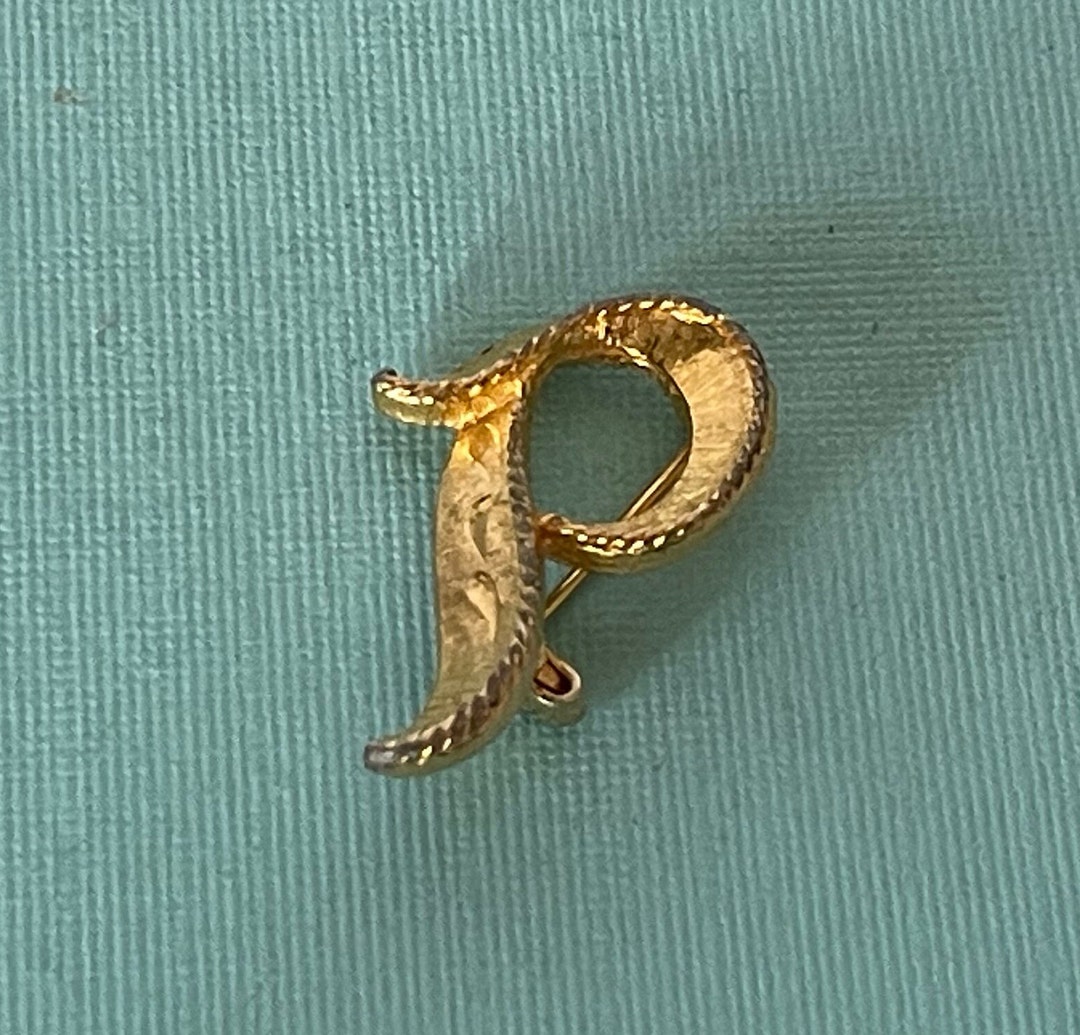 Vintage Letter P Brooch, Letter P Jewelry, Gold Letter P, Monogram P ...