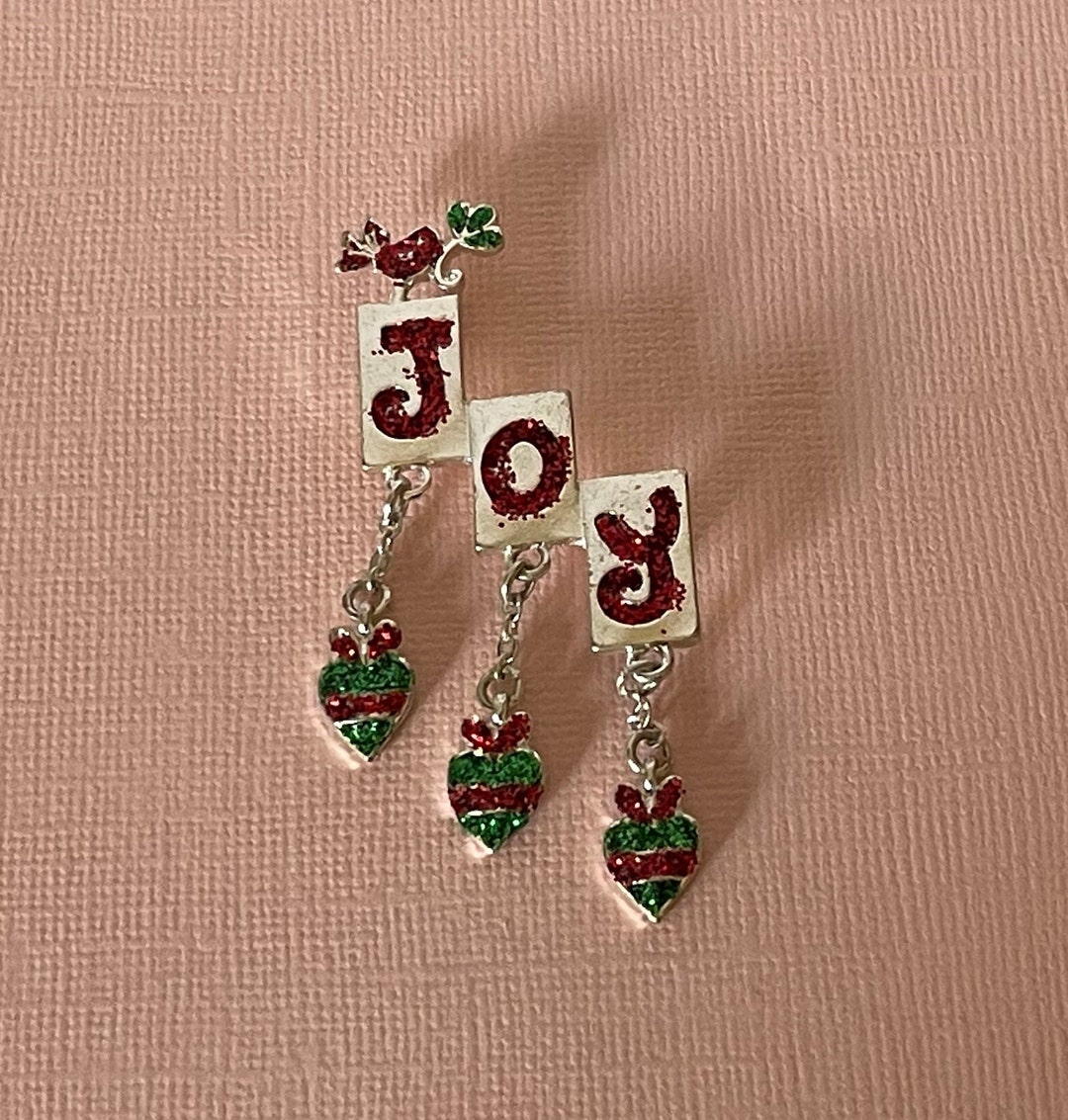 Vintage Joy Brooch, Vintage Christmas Brooch, Christmas Jewelry, Joy ...