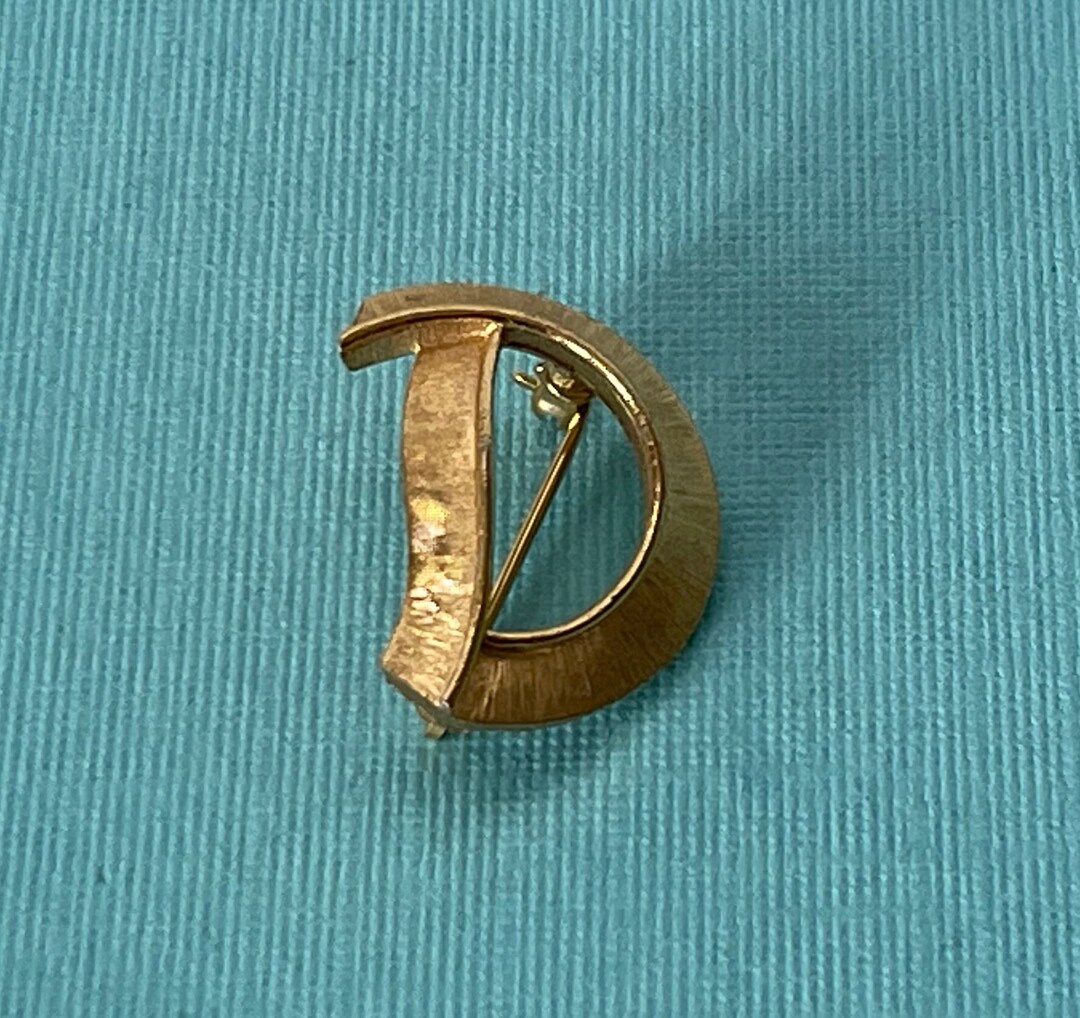 Vintage Letter D Brooch, Signed Trifari Letter D Pin, Gold Letter D ...