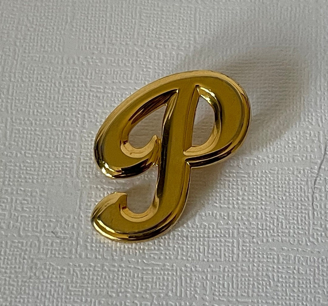 Vintage Letter P Brooch, Gold Letter P Pin, Letter P Jewelry, Initial P ...