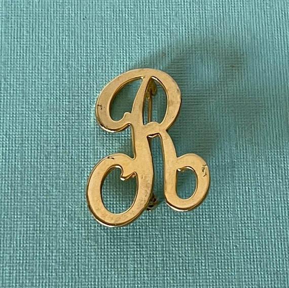 Vintage letter R brooch, letter r pin, letter R jewel… - Gem