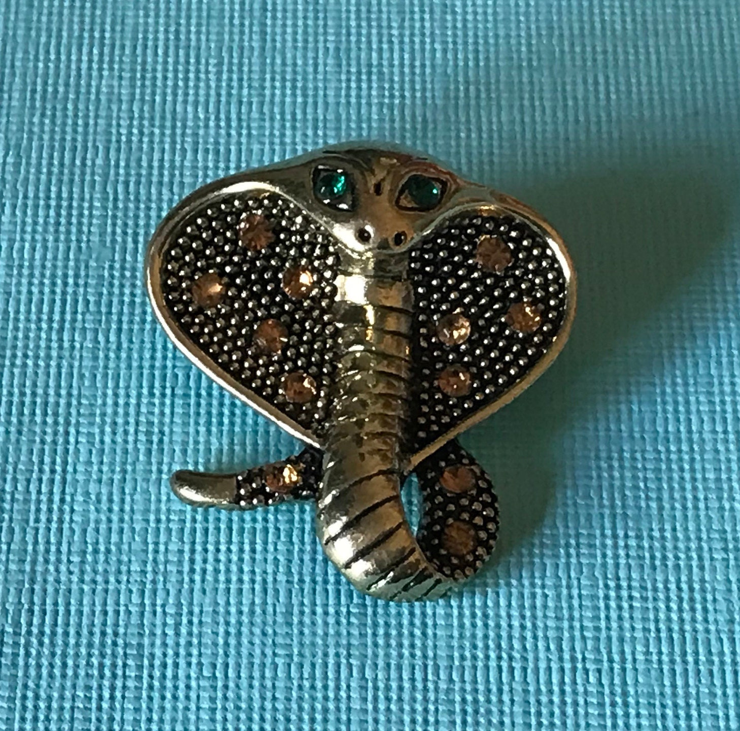 Gold Rhinestone Snake Brooch Green Eye Snake Pin Cobra - Etsy UK