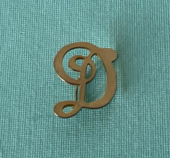 Vintage letter D brooch, monogram d pin, gold letter … - Gem