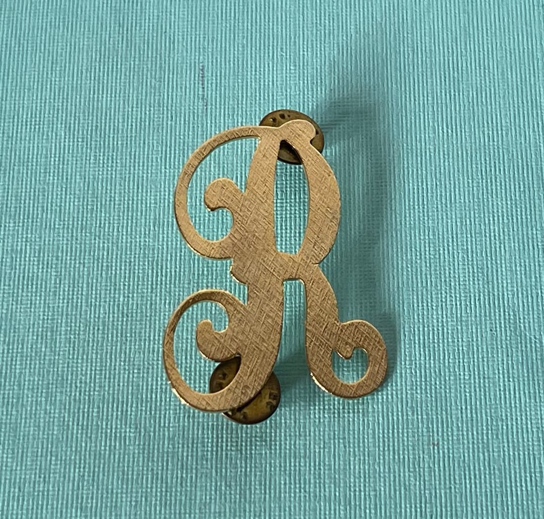 Vintage Letter R Brooch, Large Letter R Pin, Gold Letter R Brooch ...
