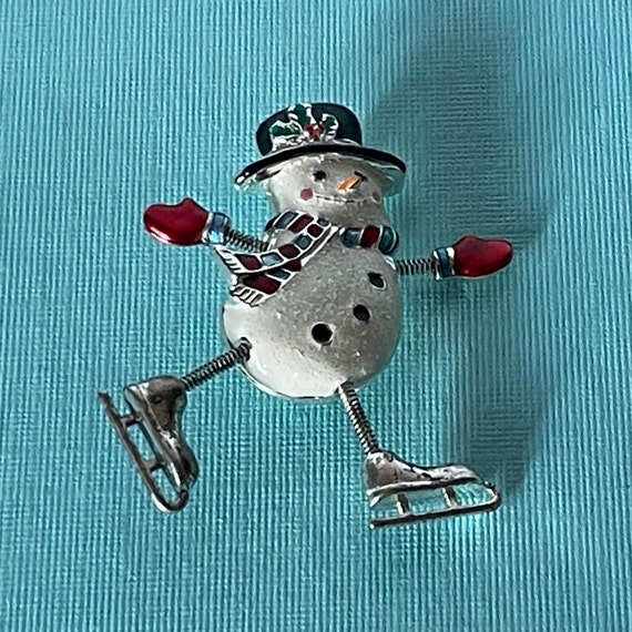 Vintage christmas snowman brooch - Gem