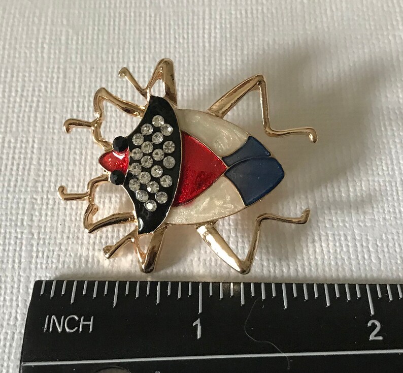 Patriotic Roach Brooch Insect Pin Red White and Blue Bug - Etsy