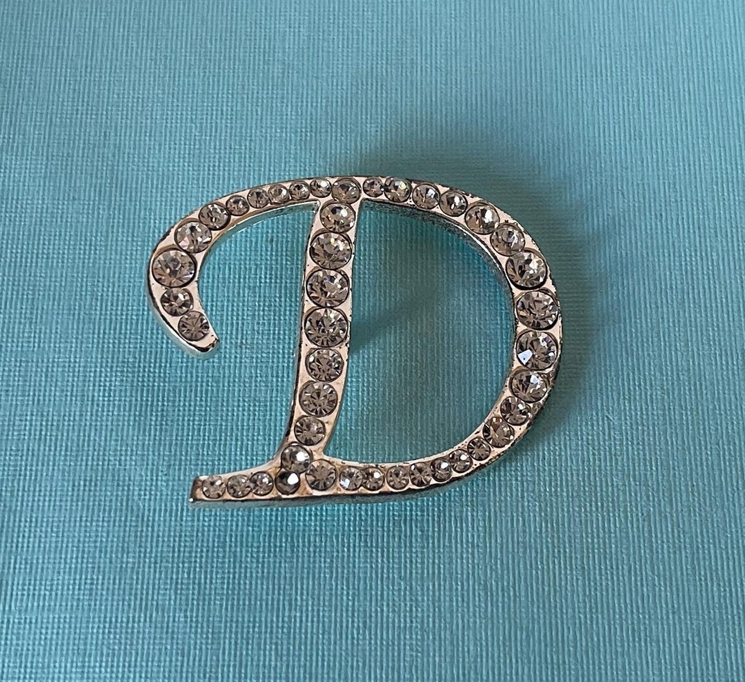 Large Vintage Letter D Brooch, Rhinestone Letter D Pin, Big Letter D ...