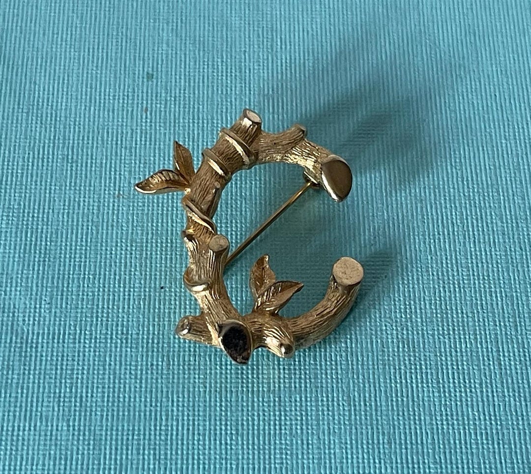 Vintage Letter C Pin, Signed Sarah Letter C, Gold Letter C Pin ...