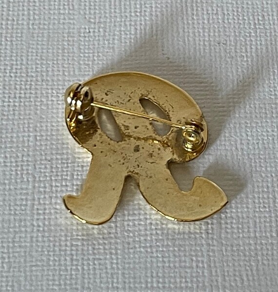Vintage letter R brooch, gold letter R pin, letter R … - Gem