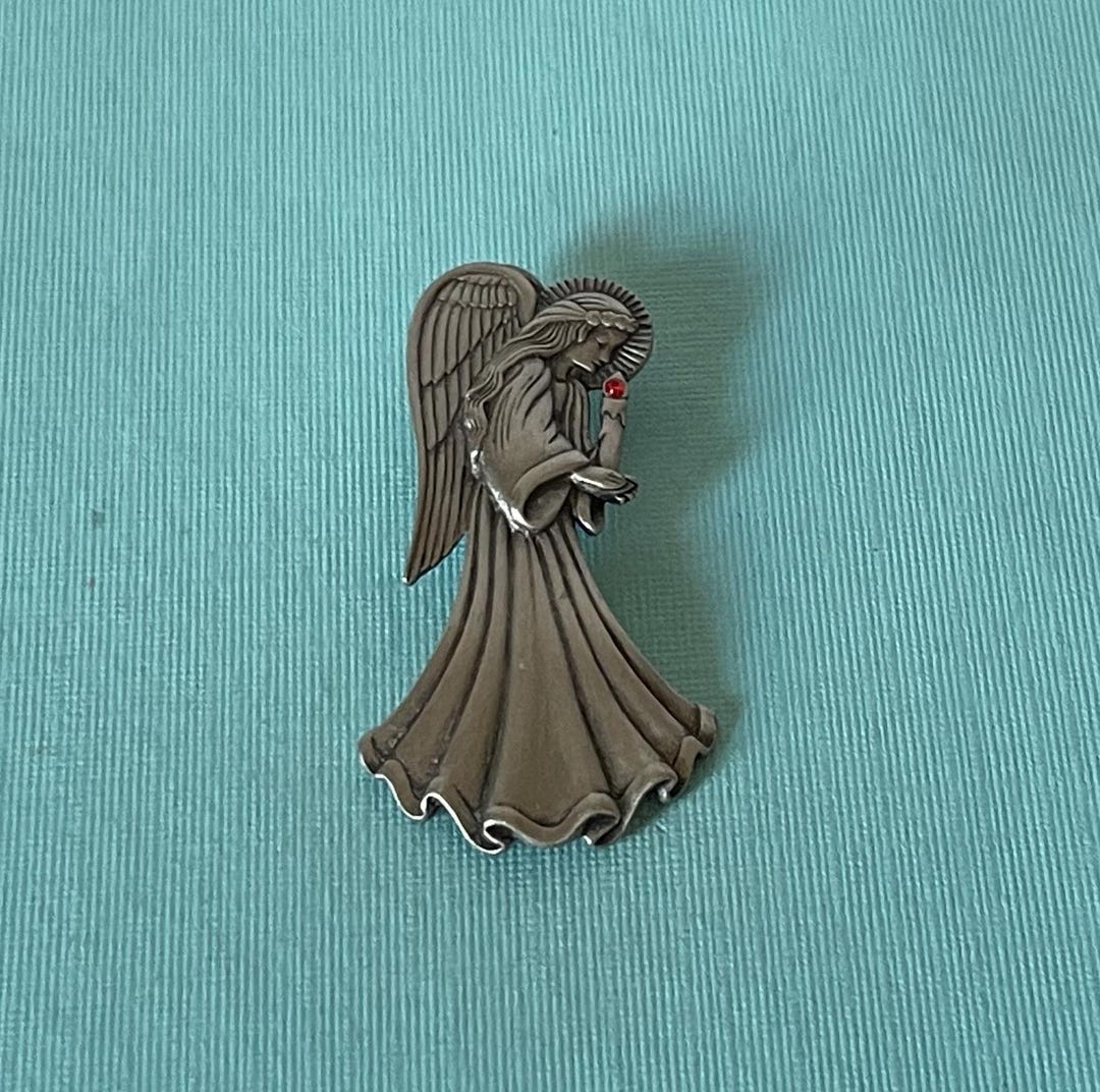Vintage Angel Brooch, Rhinestone Angel Pin, Signed JJ Angel Brooch, JJ ...