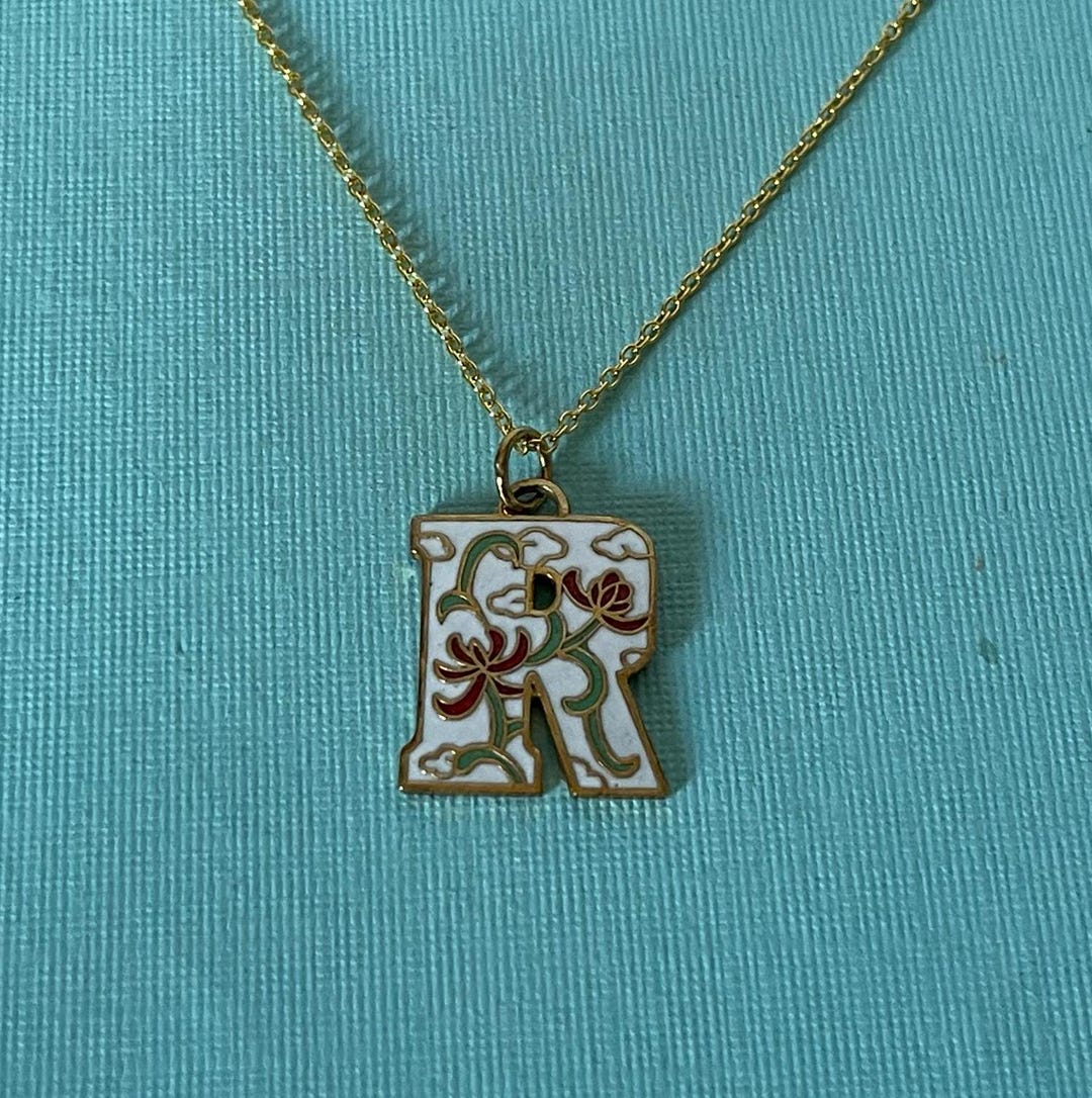 Vintage Letter R Necklace, Letter R Jewelry, Letter R Pendant, 20 ...