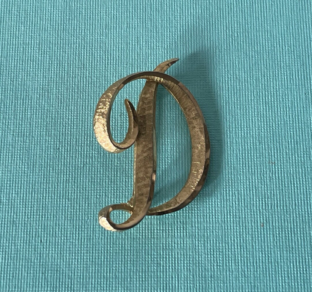 Vintage Letter D Brooch, Signed Mamselle Letter D Pin, Gold Letter D ...