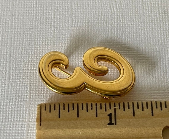 Vintage letter E brooch, gold letter E pin, letter E … - Gem