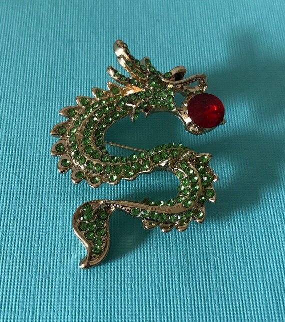 dragon pin rhinestone - Gem