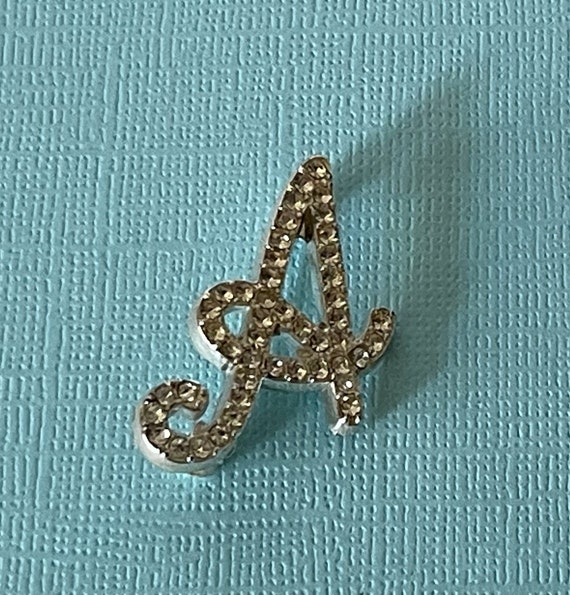 Vintage letter A brooch, silver letter a brooch, rhin… - Gem