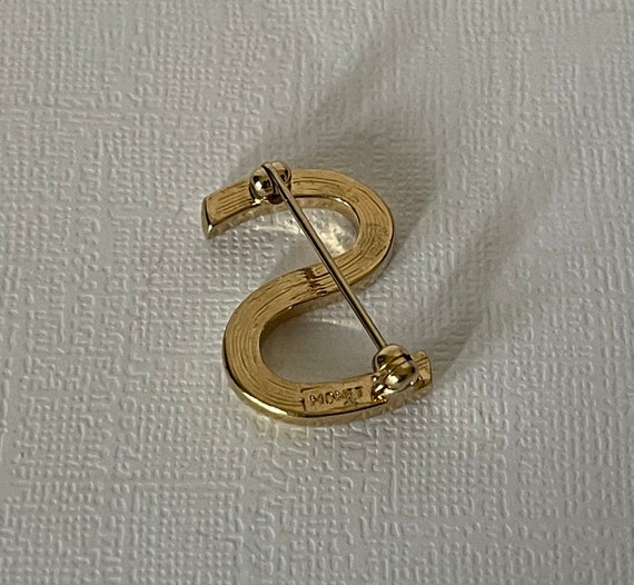 Vintage letter S brooch, signed Monet letter S pin, g… - Gem