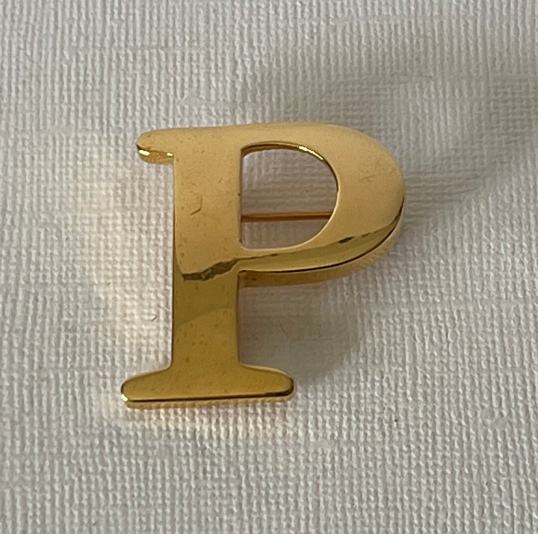 Vintage Letter P Brooch, Gold Letter P Pin, Monogram P Brooch, Signed ...