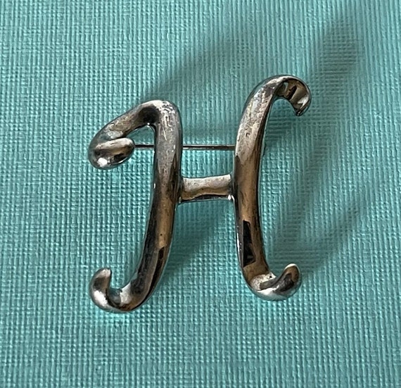 Vintage Letter H Brooch Silver Letter H Pin Signed AX Letter | Etsy