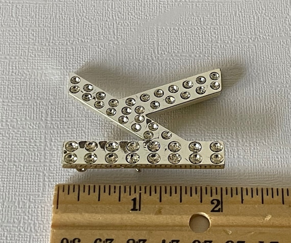 Large vintage letter K brooch, silver letter K pin, r… - Gem