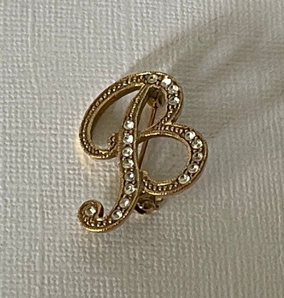 Vintage letter B brooch, rhinestone letter b pin, let… - Gem