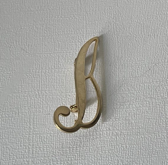 Vintage letter B brooch, gold letter b pin, monogram … - Gem
