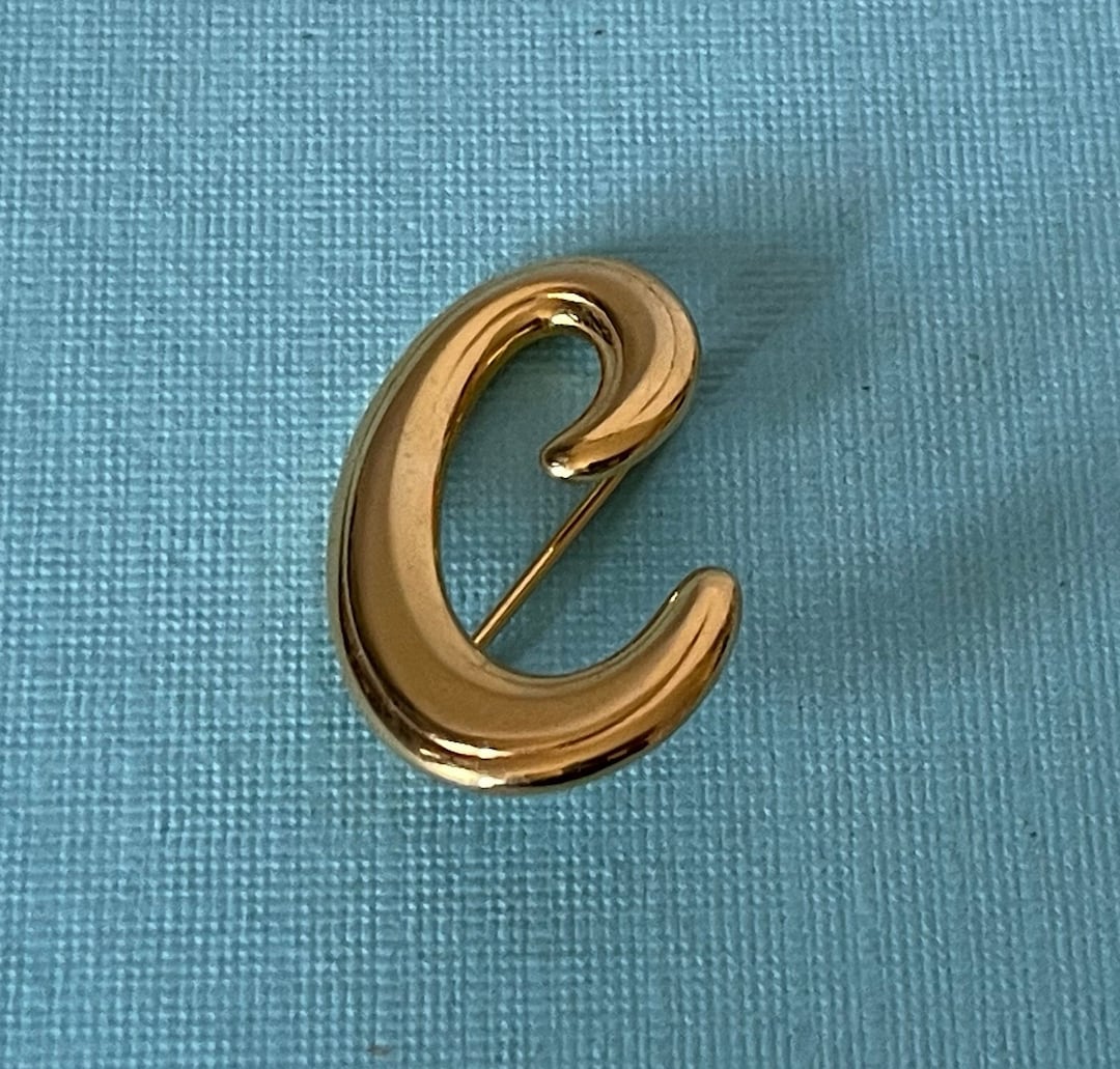 Vintage Letter C Brooch, Letter C Jewelry, Gold Letter C Brooch ...