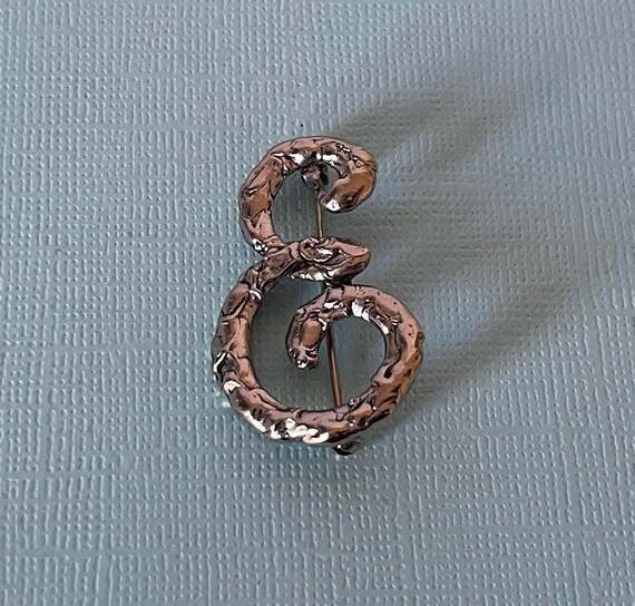 Vintage letter E brooch, letter e jewelry, silver let… - Gem
