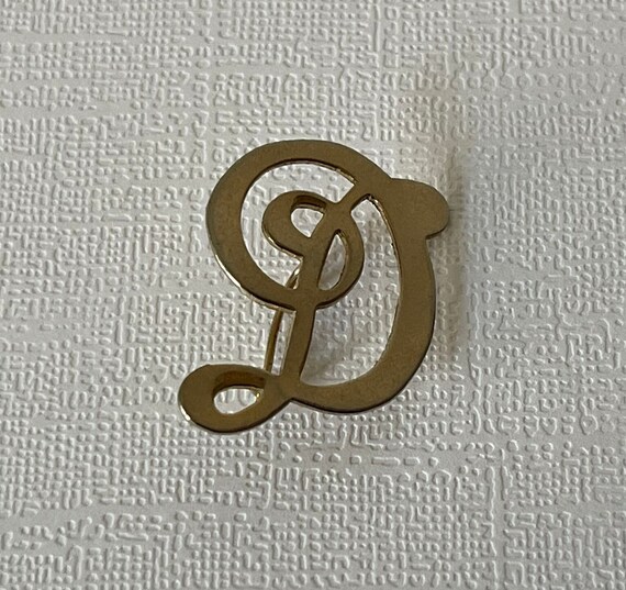 Vintage letter D brooch, monogram d pin, gold letter … - Gem