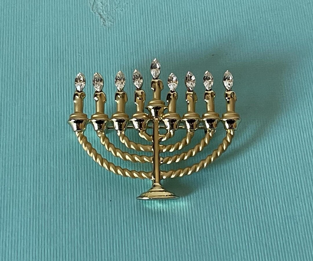 Vintage Menorah Brooch, Hanukkah Brooch, Chanukah Pin, Religious ...