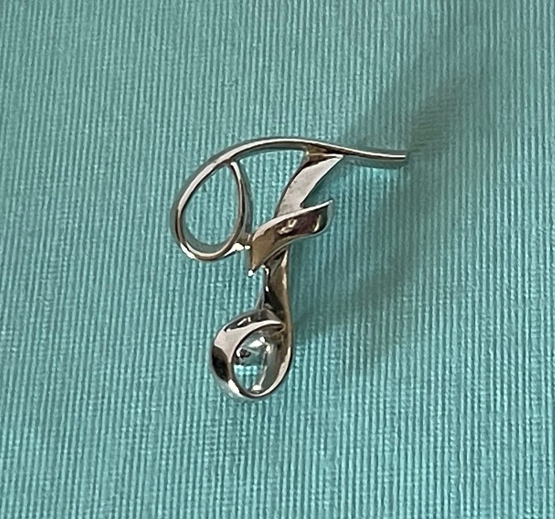 Vintage Signed Sarah Letter F Brooch, Sarah Coventry, Silver Letter F ...