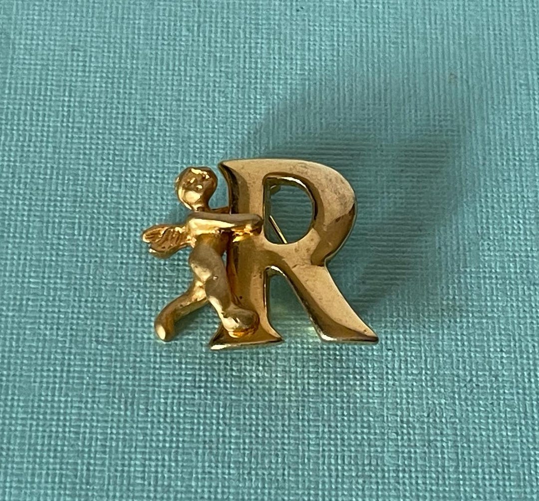 Vintage Letter R Brooch, Letter R With Angel Pin, Letter R Jewelry ...
