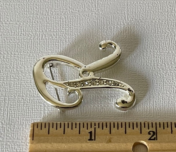 Vintage letter R brooch, silver letter r pin, letter … - Gem