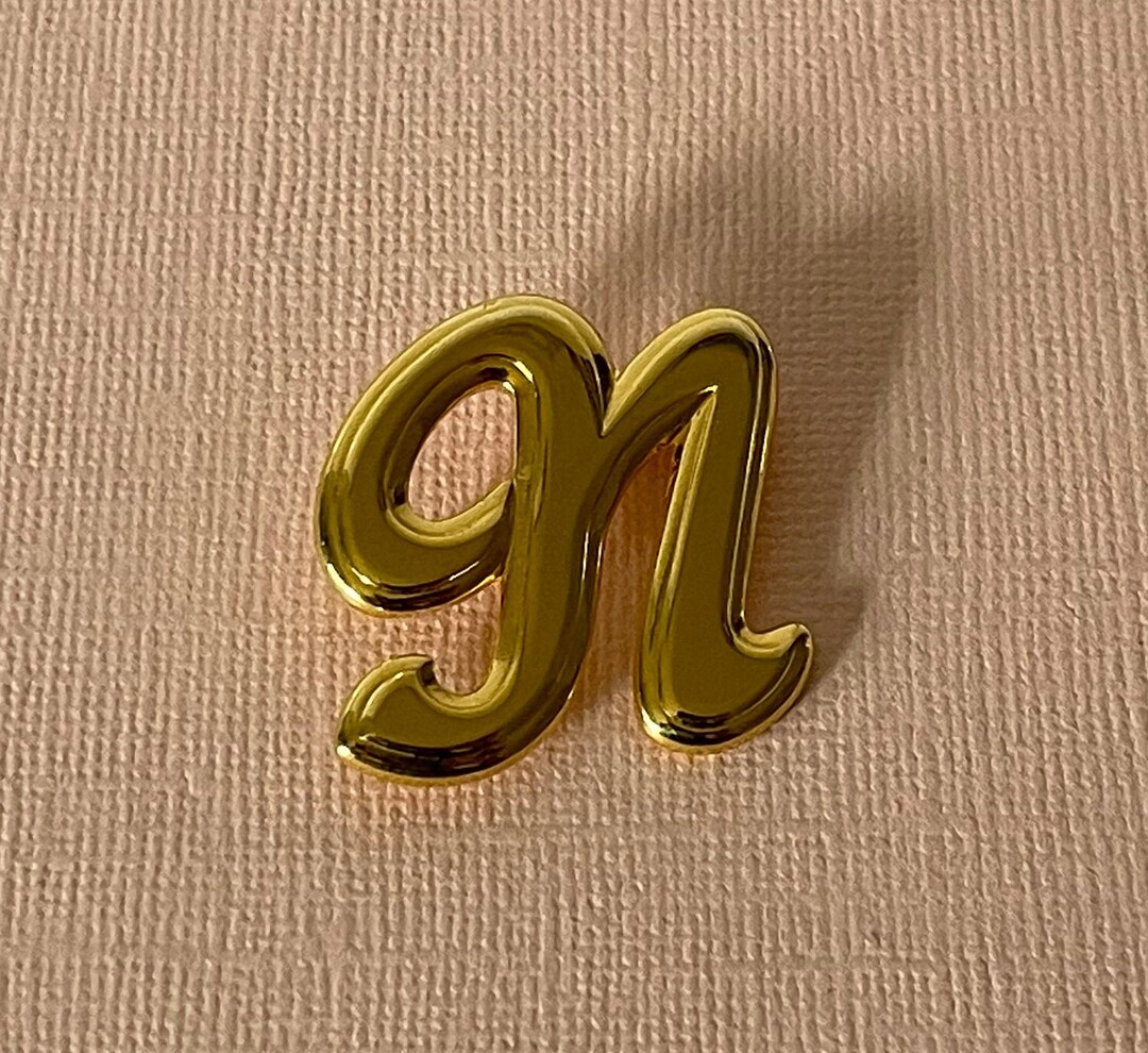 Vintage Letter N Brooch, Letter N Jewelry, Letter N Pin, Gold Letter N ...